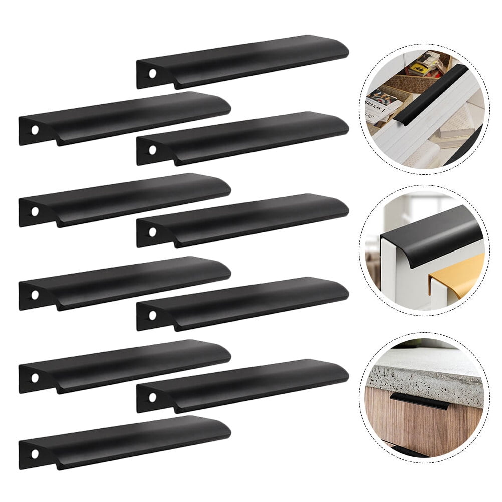 10 Pcs Black Drawer Pulls Invisible Aluminum Handle - Walmart.com