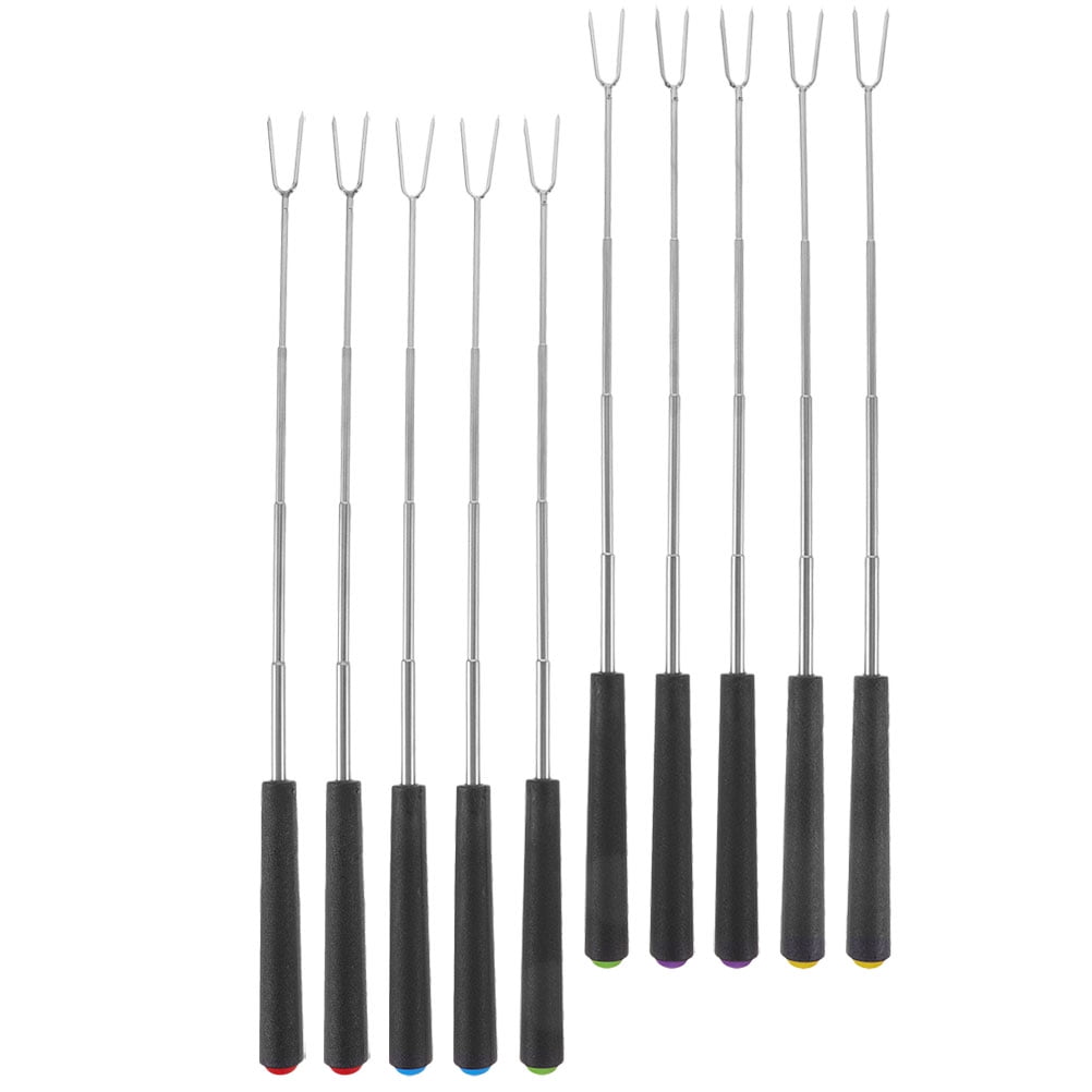 HOMEMAXS 10 Pcs Flexible Bbq Skewers Roasting Sticks for Campfire Fork ...