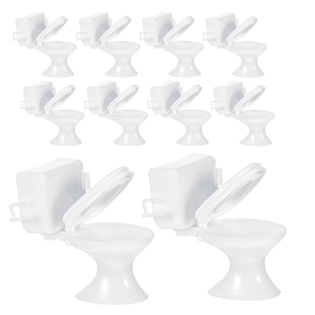 10 Pcs Mini House Furniture Toys Doll Toilets Tray White - Walmart.com