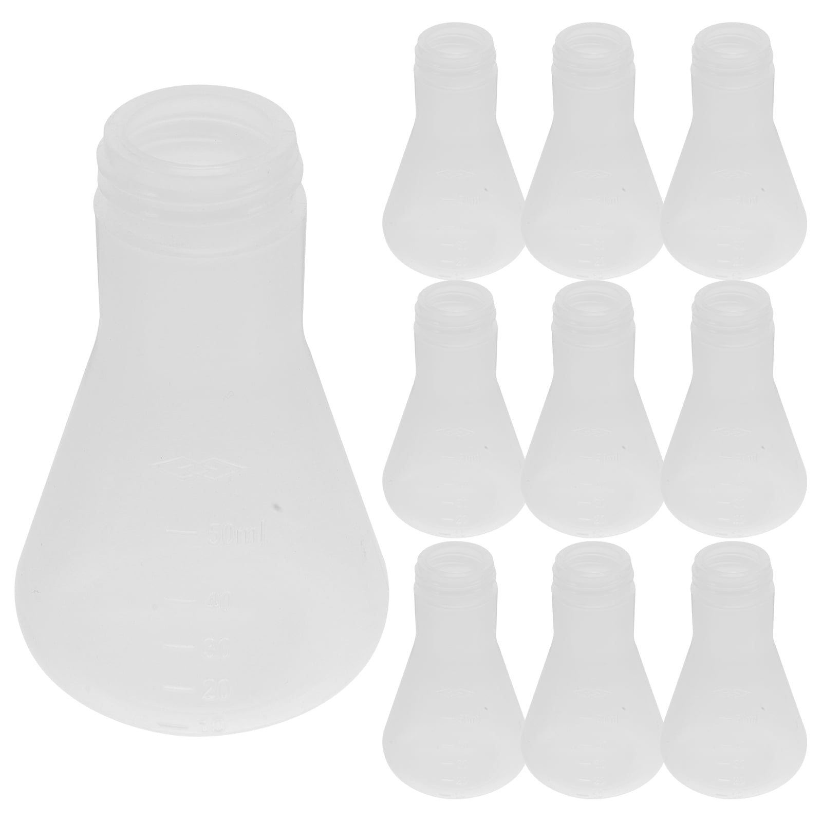 10pcs Professional Transparent Erlenmeyer Flask Plastic Science Lab ...