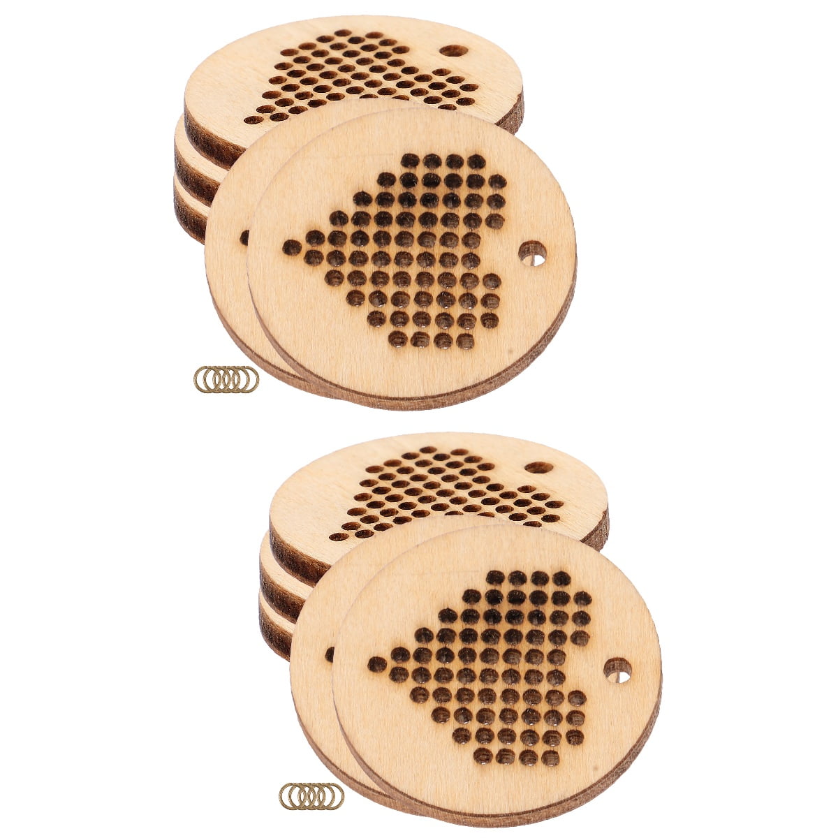 HOMEMAXS 10 Pcs Wooden Cross Stitch Chips DIY Gift Wooden Chip Pendant ...