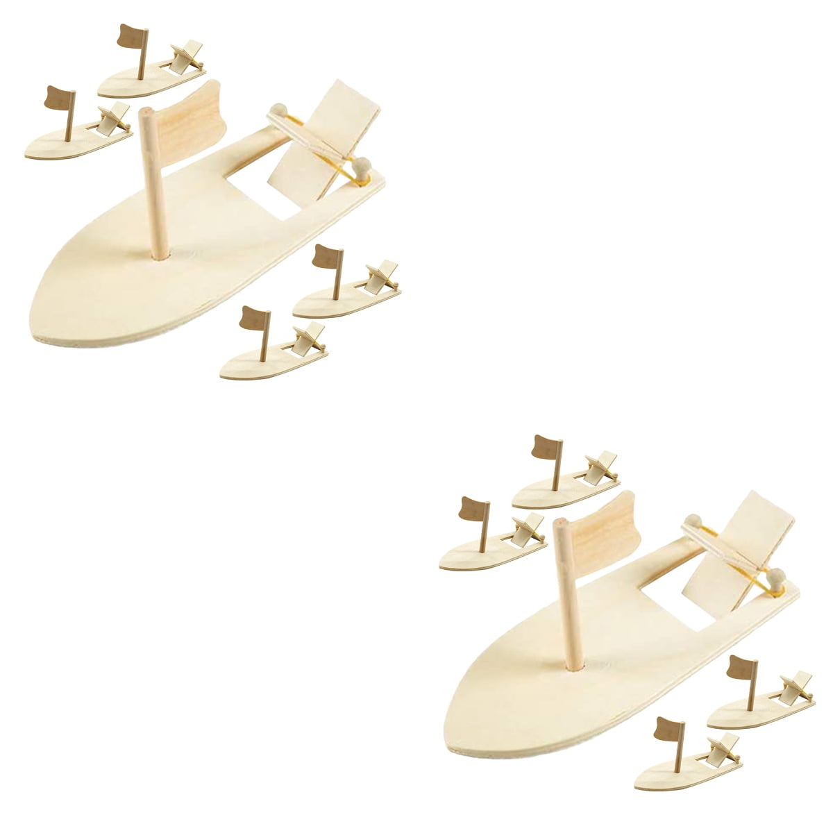 HOMEMAXS 10 pcs DIY Wood Boat Model Decorative Wood Boats Crafts Paint ...