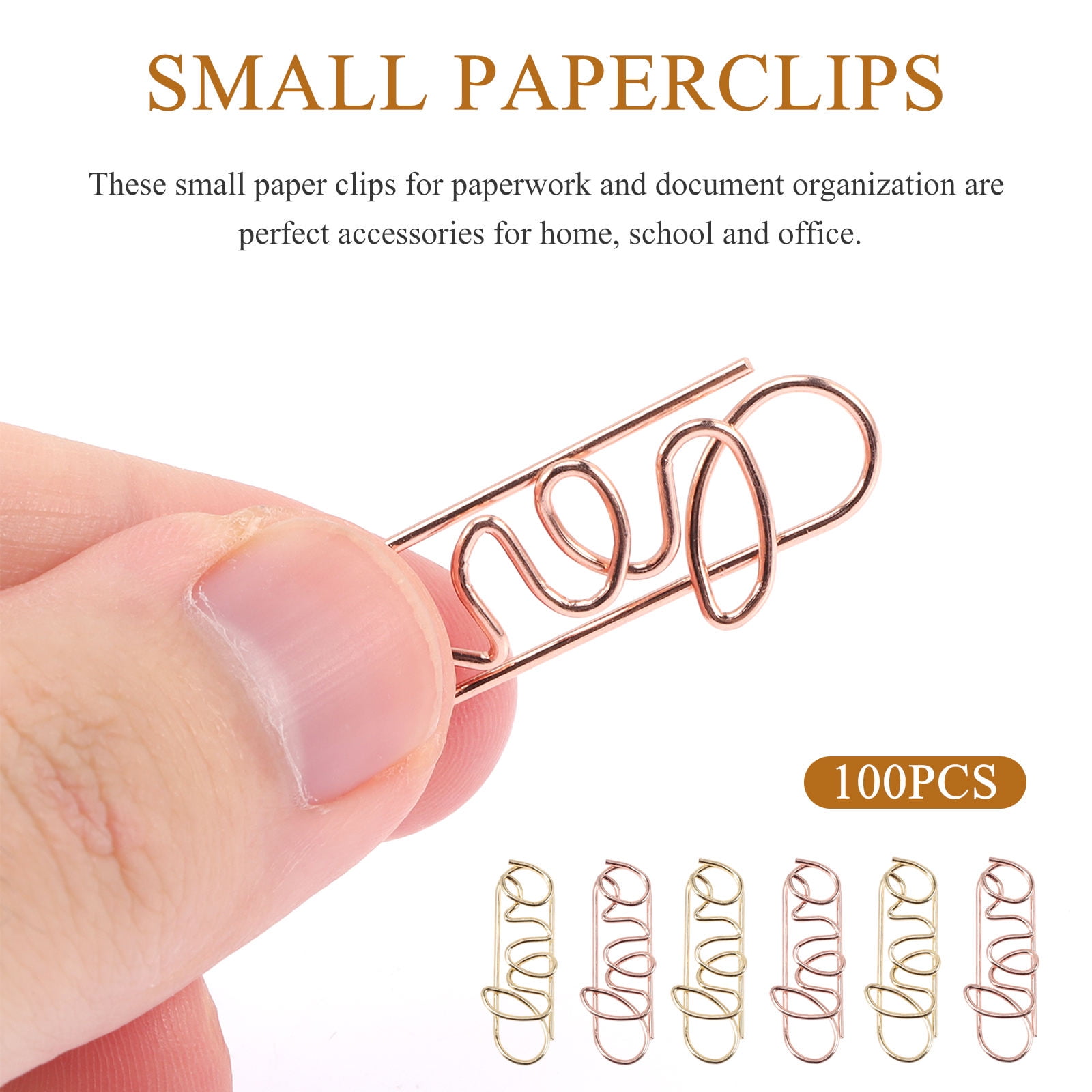 HOMEMAXS 100 Pcs Clip Shaped Paper Clips Shareable Rose Gold Office ...