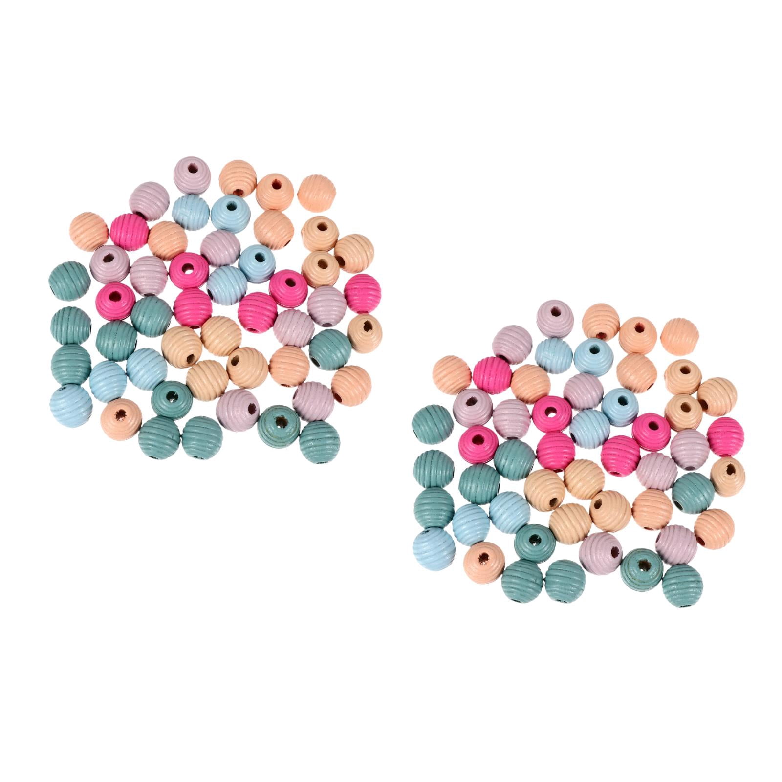 100 Pcs Colorful Wood Beads Jewelry Making Beads Loose Beads DIY Craft ...