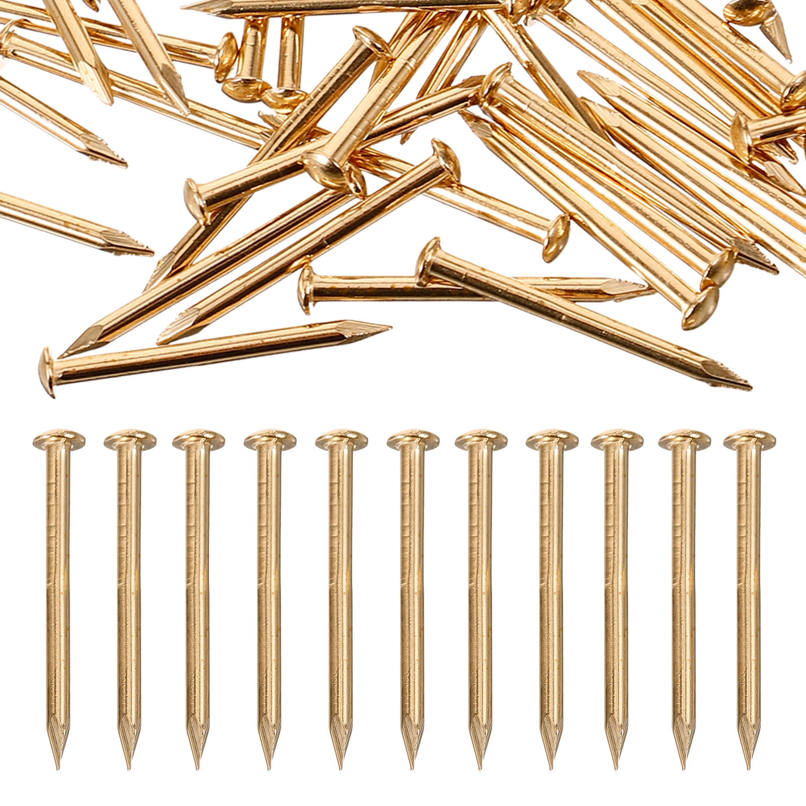 VERDANVERSE Brass Nail Set Round Head Golden 100Pcs - Walmart.com