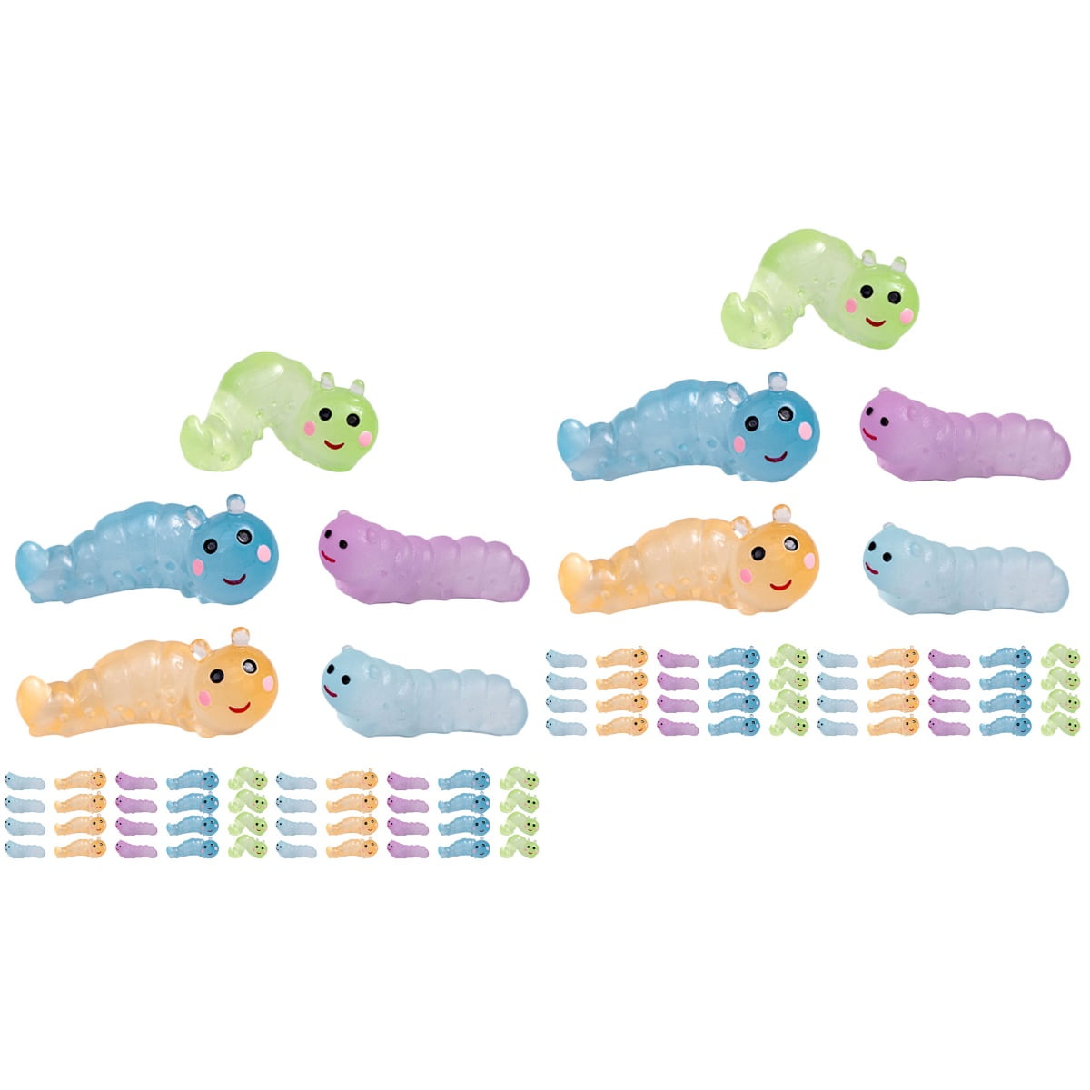 HOMEMAXS 100 Pcs Micro Landscape Worm Decorations Resin Worm Glow In ...