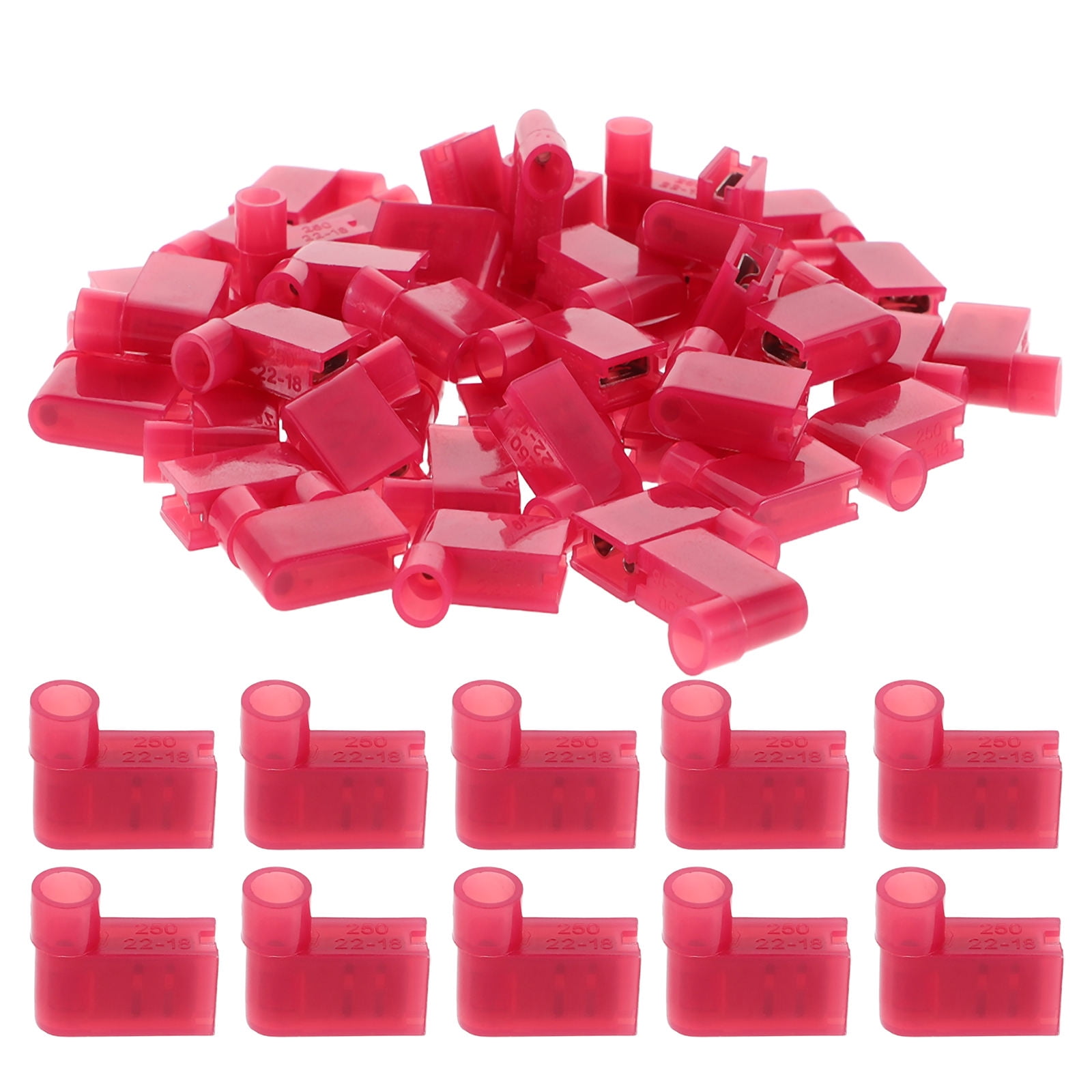 HOMEMAXS 100 Pcs Quick Disconnect Wire Connectors Crimp Terminals Red ...