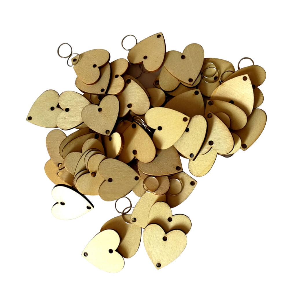 100 Pcs Signs Heart Shaped Wood Chips Plaque Calendar DIY - Walmart.com