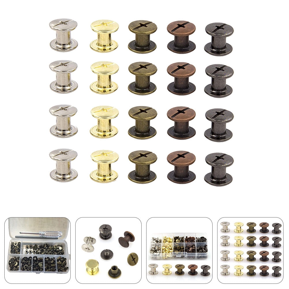 Minkissy decorative rivets Brass Round 100 Sets for Shoes DIY Projects ...