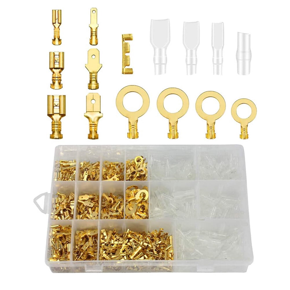 HOMEMAXS 1000 Pcs Wire Terminals Cold-pressed Crimp Connectors Spade ...
