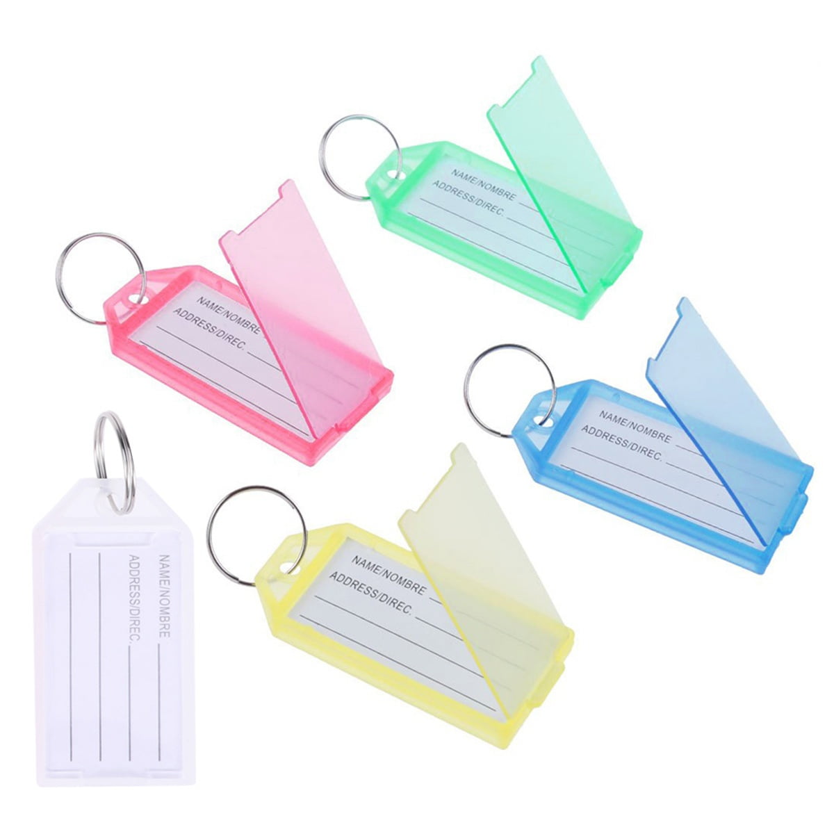 HOMEMAXS 100pcs Assorted Color Plastic Key Chain Tag Luggage Labels ...