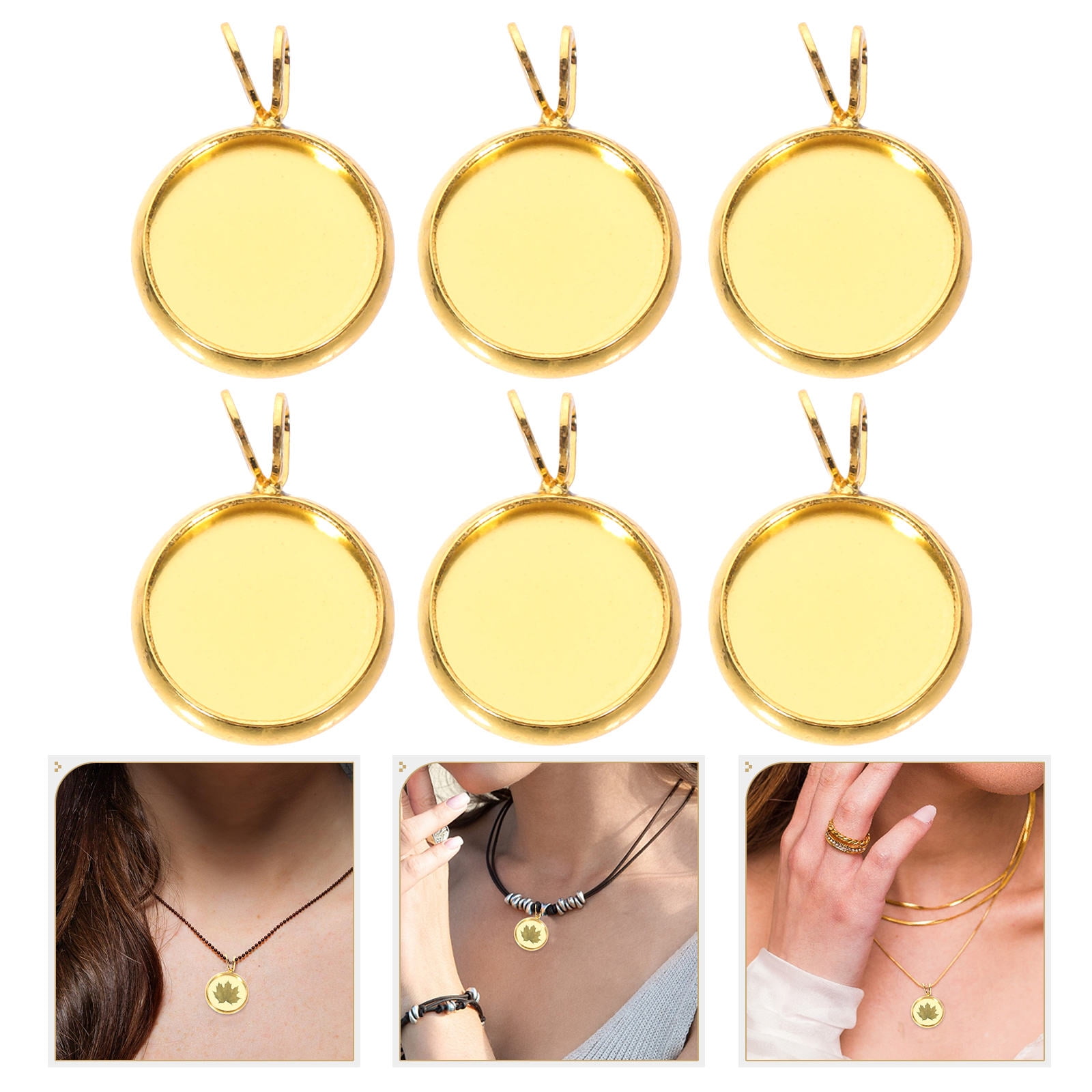 HOMEMAXS Round DIY Trays Pendant for Jewelry Making with Copper Plating ...