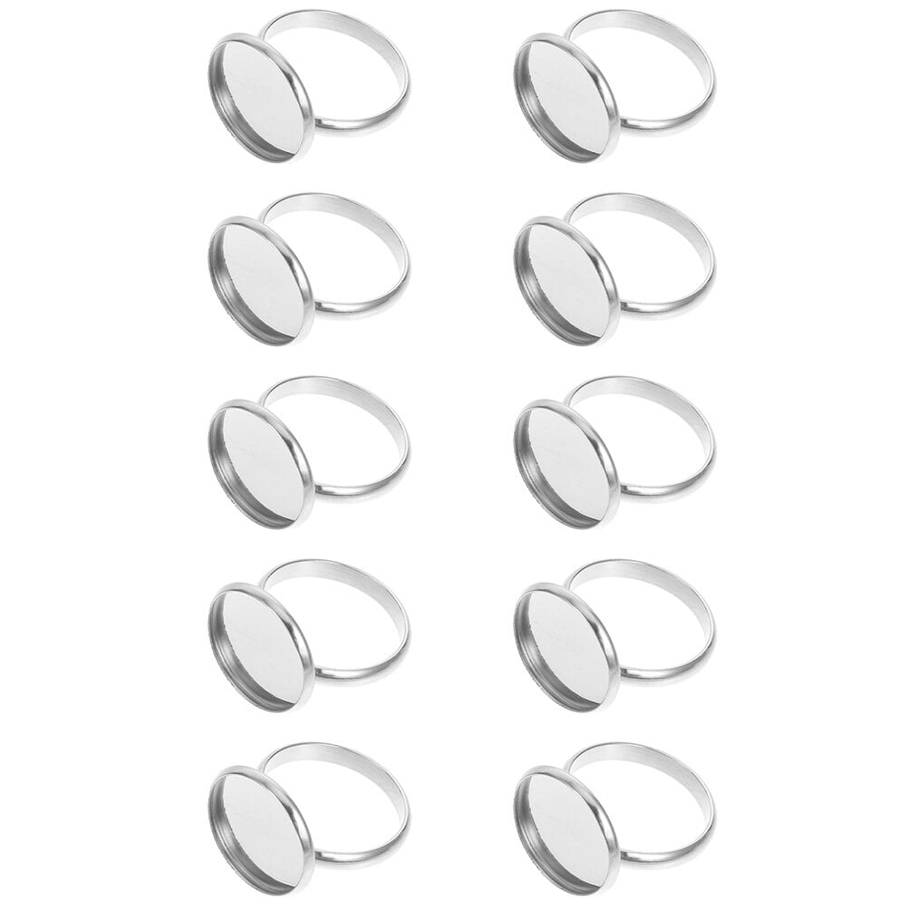 10Pcs DIY Ring Bases Stainless Steel Finger Rings Bottom Trays Ring ...