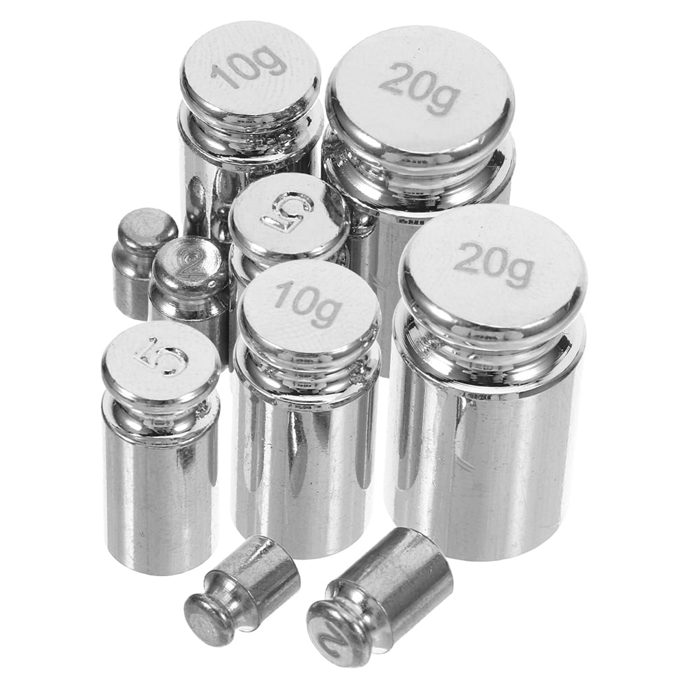 HOMEMAXS Precision Calibration Weights Set for Digital Scales Steel Silver 10pcs for Balance Use ...