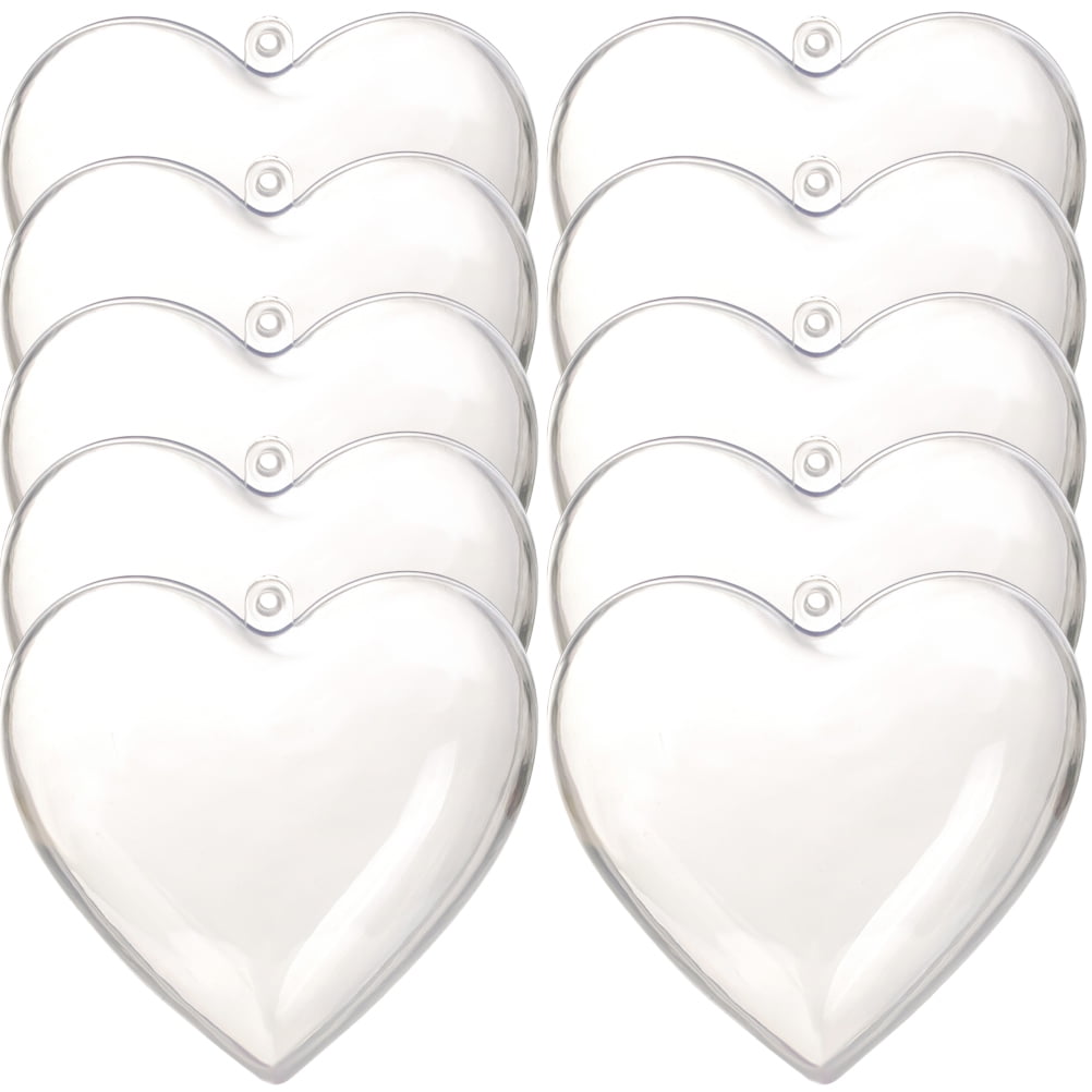 10pcs Clear Fillable Heart Shaped Ball Plastic Fillable Balls Ornament ...