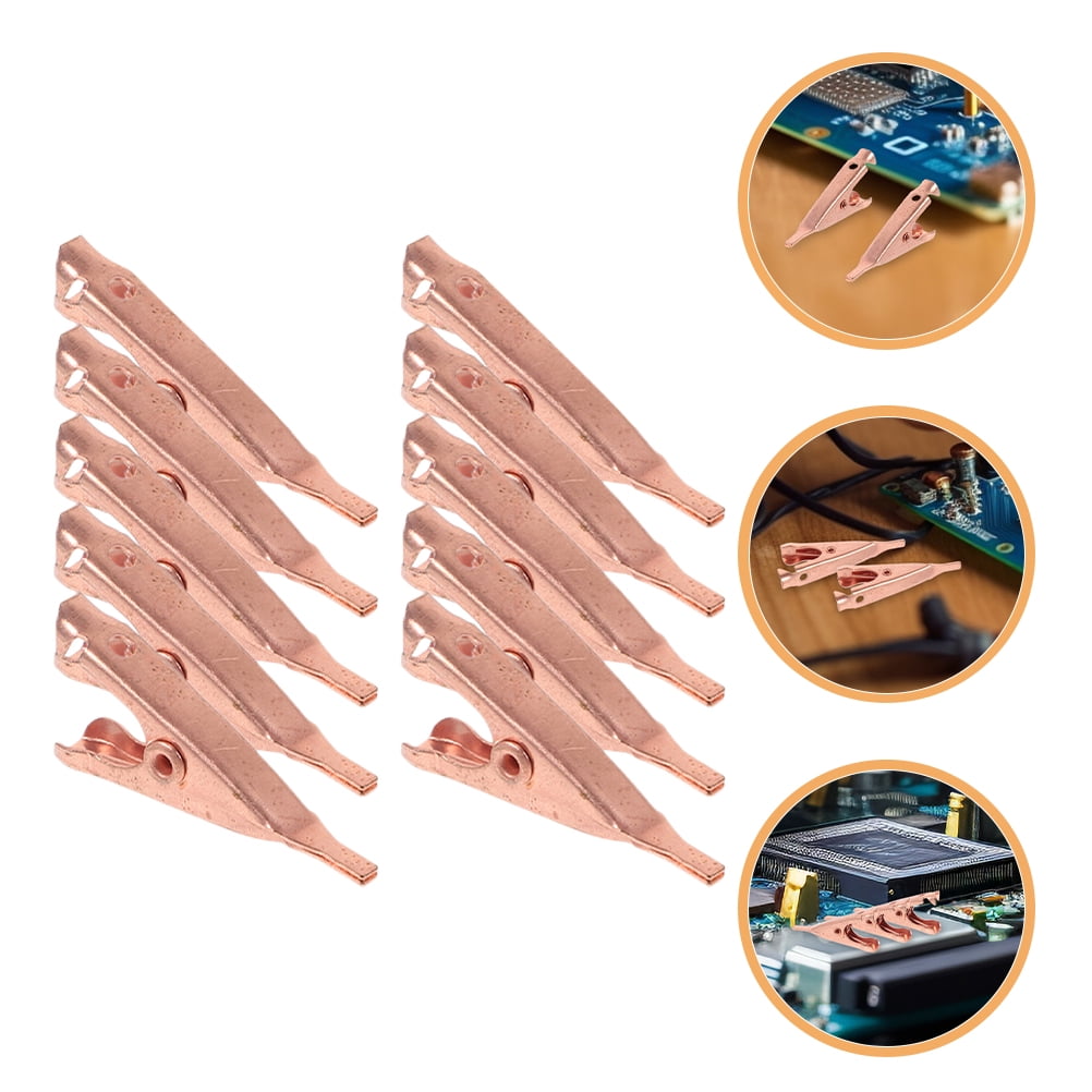 HOMEMAXS 10pcs Copper Alligator Clips - Alligator Test Clips Micro Flat ...