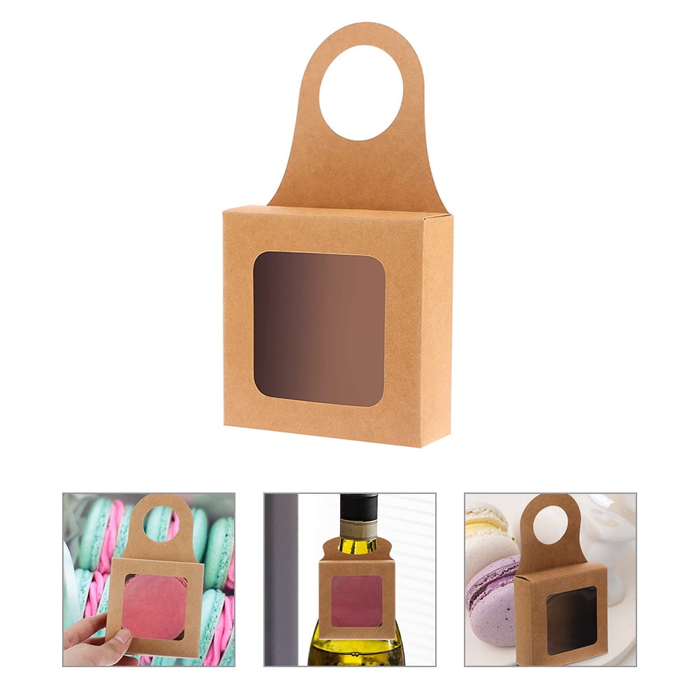 HOMEMAXS 10pcs Hanging Wine Bottle Paper Box with Clear Window Paper ...