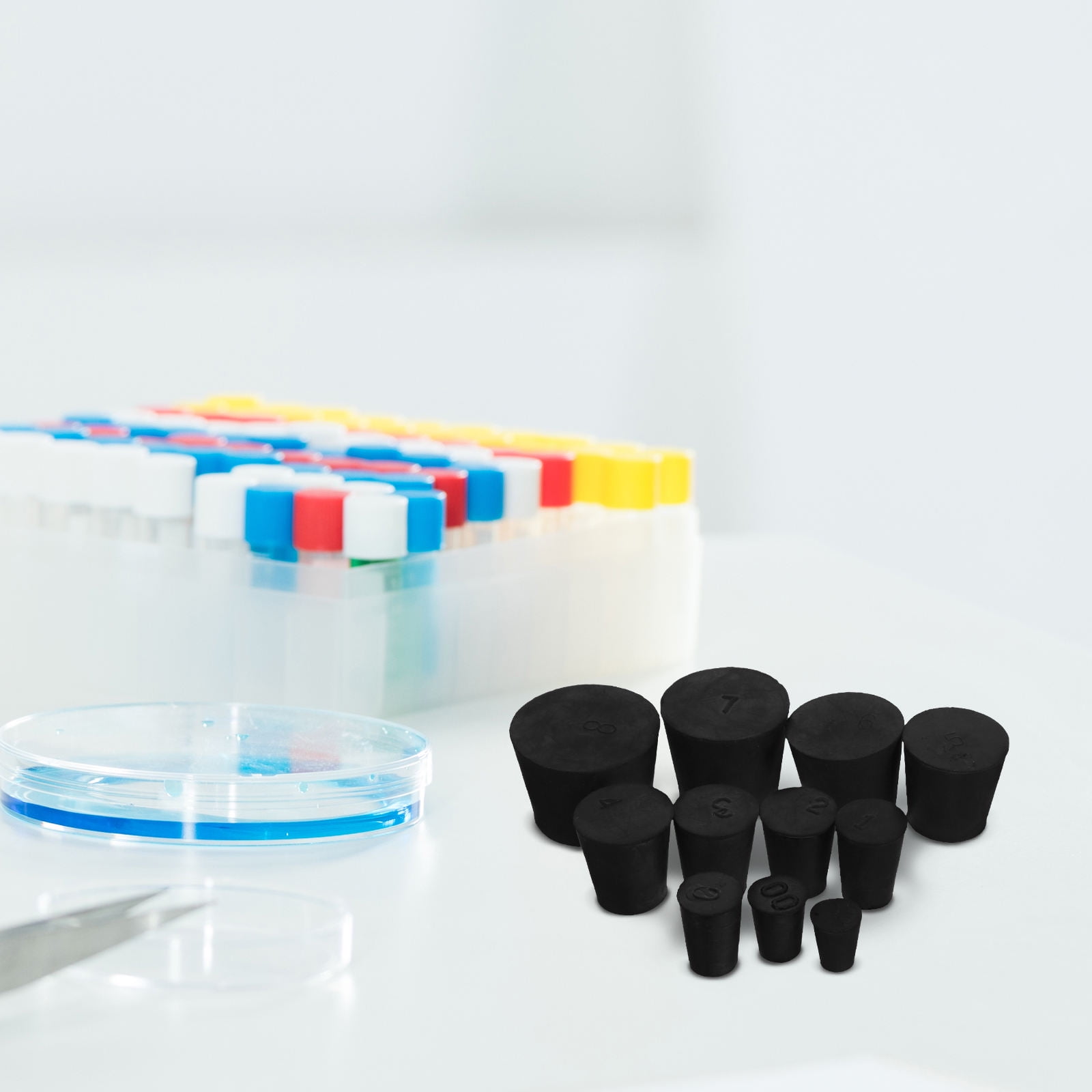 11pcs Lab Solid Rubber Stoppers Black Tapered Plugs Rubber Stoppers ...