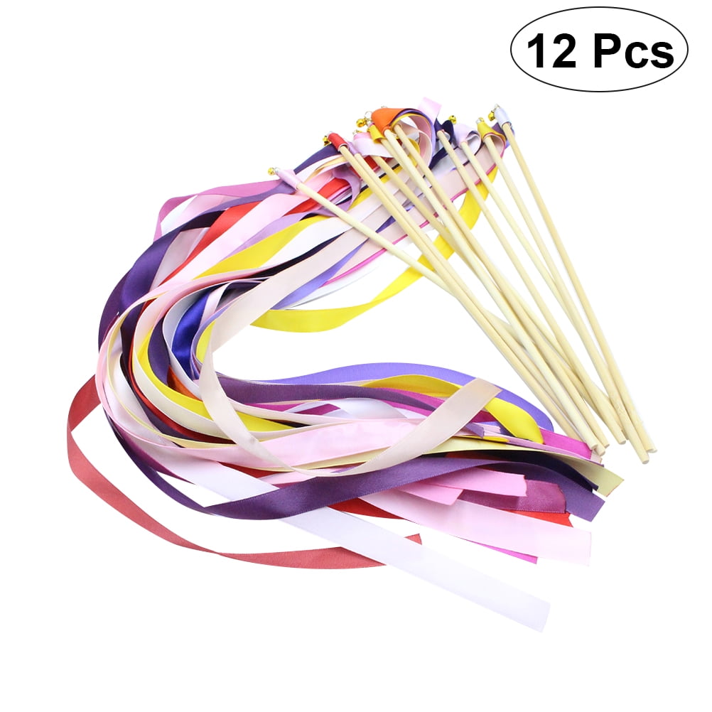 HOMEMAXS 12 PCS Wedding Wands for Party Favors Decorations Bell Ribbon ...