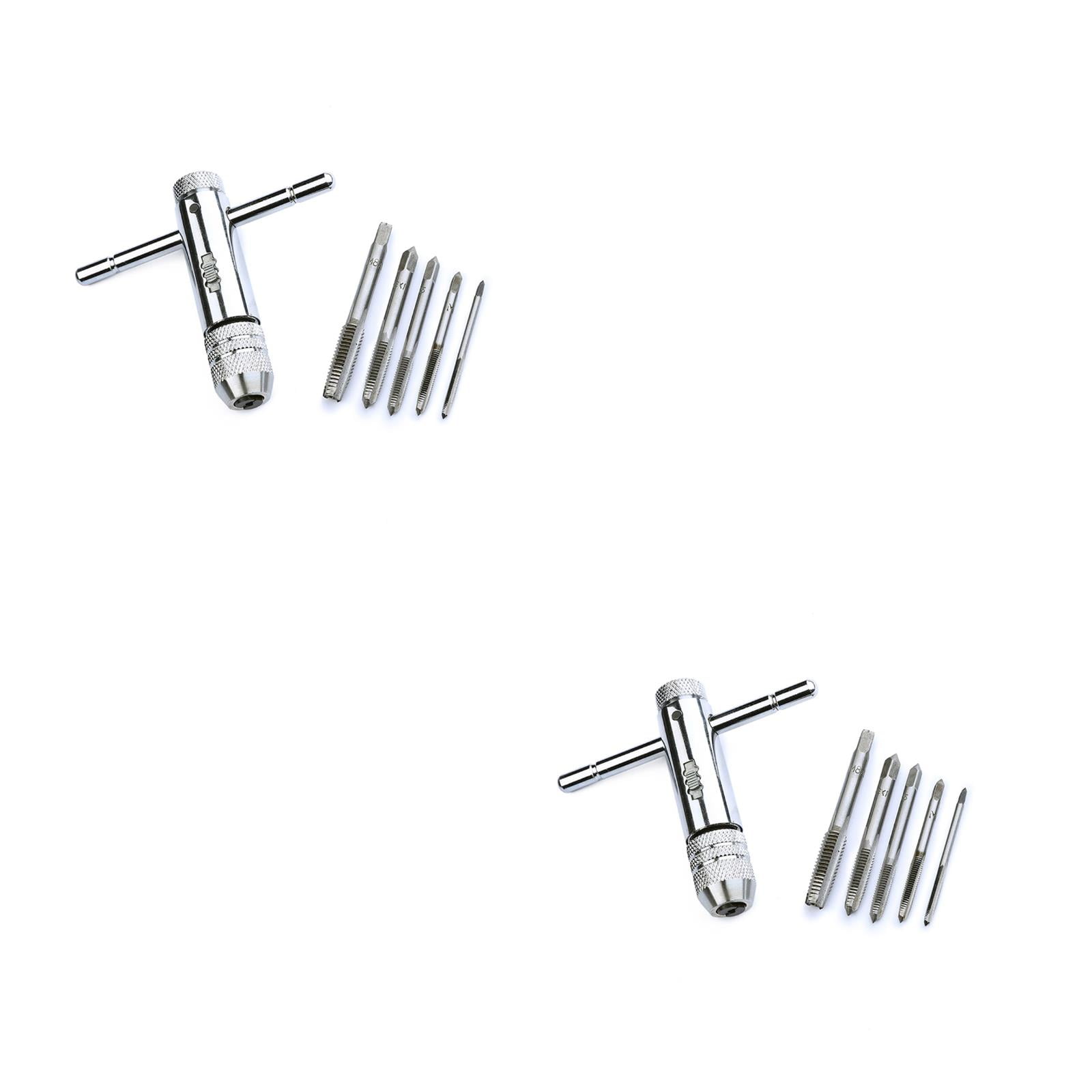 HOMEMAXS 12 Pcs Adjustable T-Handle Tap Wrench Solid Jaw Ratchet Tap Holder Wrench with Machine ...