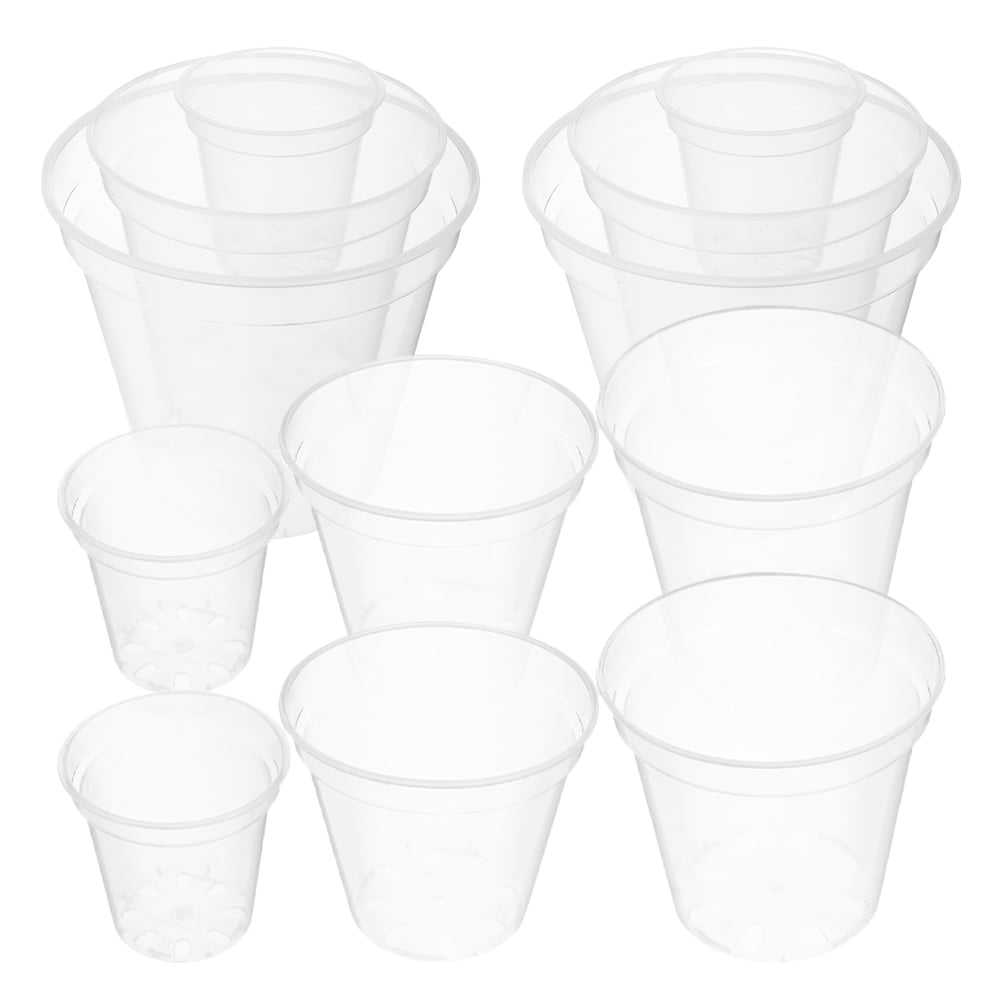 HOMEMAXS 12 Pcs Garden Breathable Flower Pot Plant Container Clear ...