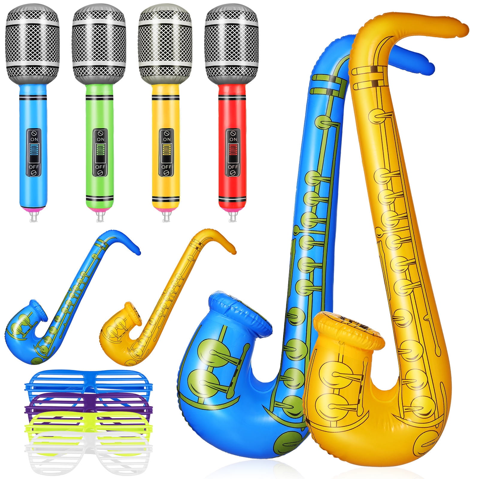 HOMEMAXS 12Pcs Blow Up Saxophone Inflatable Design All Ages Dance Floor ...