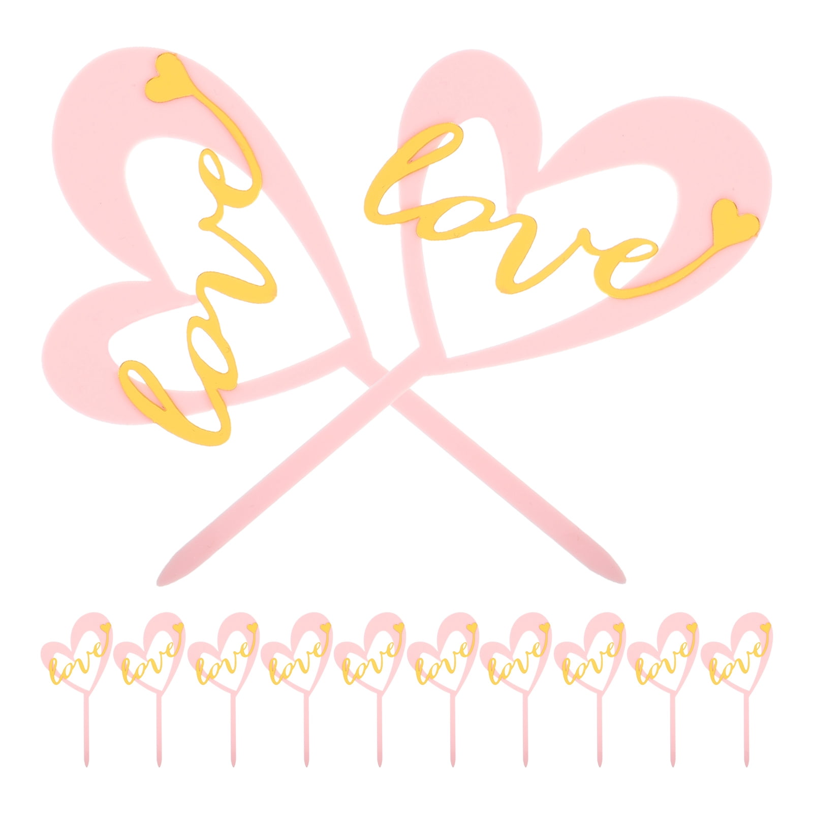 HOMEMAXS 12Pcs Pink Heart Cake Toppers for Valentines Day Wedding ...