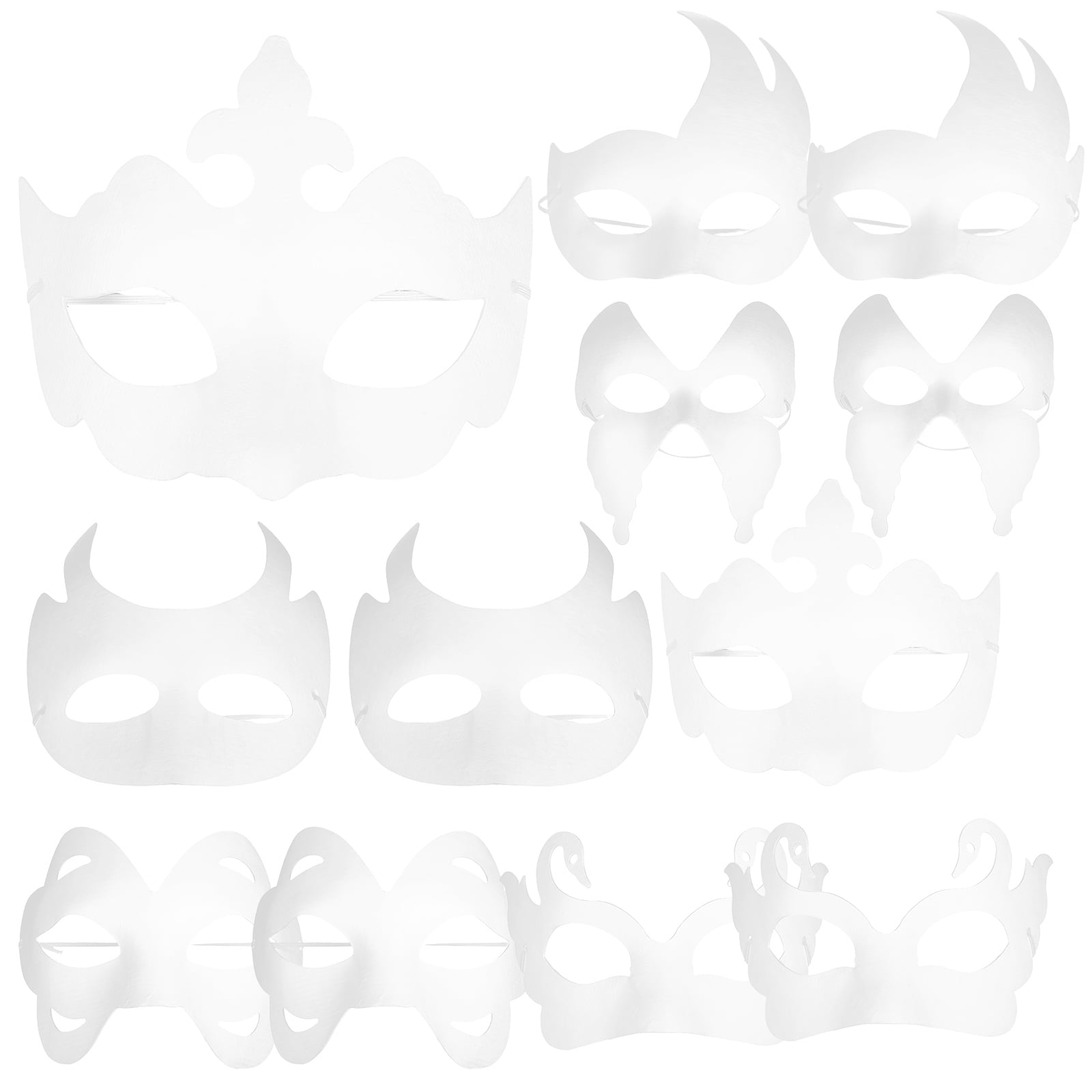 HOMEMAXS 12 Pcs Party Blank Graffiti Mask DIY Making School Masks Miss ...