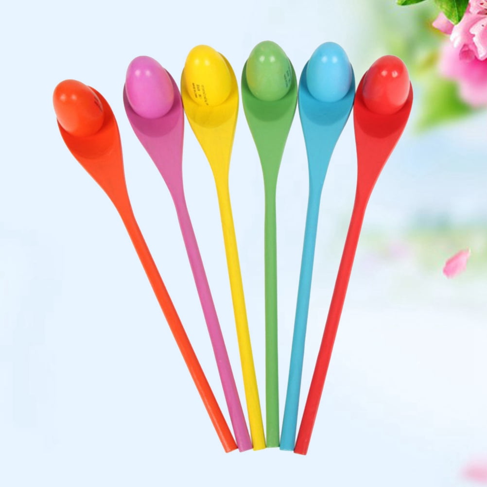 HOMEMAXS 12 Pcs Soft Color Toys Egg and Spoon Relay Race Set Child ...