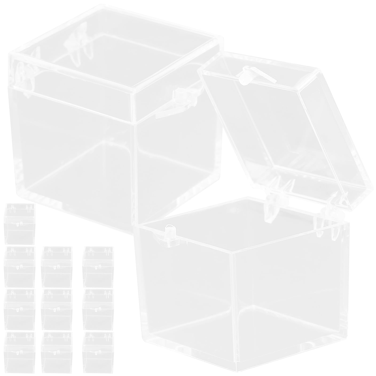 HOMEMAXS 12 Pcs Transparent Storage Box Display Case Square Container ...