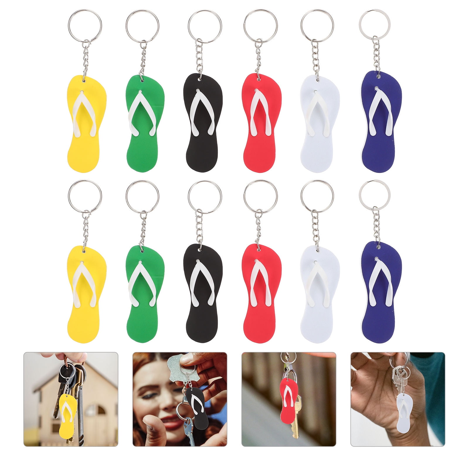 HOMEMAXS 12 Pcs Tropical Beach Keychain Favors Slippers Banquet Pool ...
