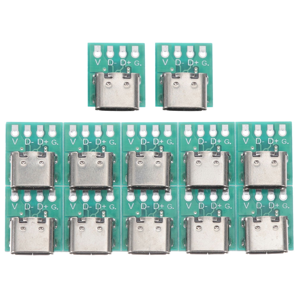 HOMEMAXS 12 Pcs USB Type-C Female Boards DIY Connector PCB Conversion ...