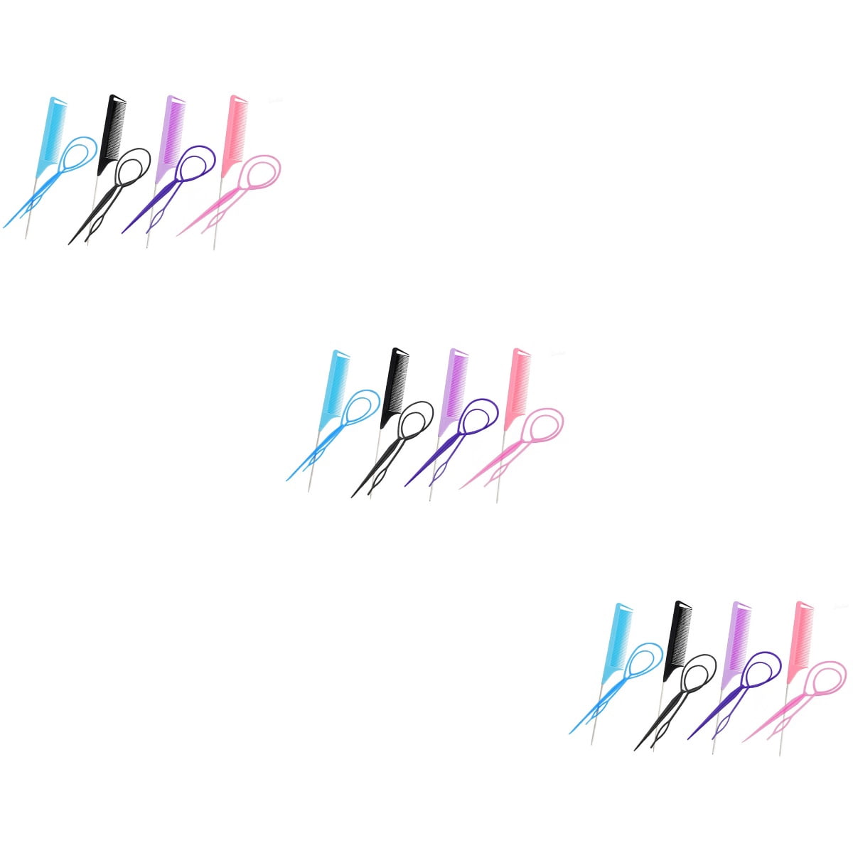 HOMEMAXS 12 Sets Rat Tail Comb Hair Tail Tools Hair Braid Tool Ponytail ...