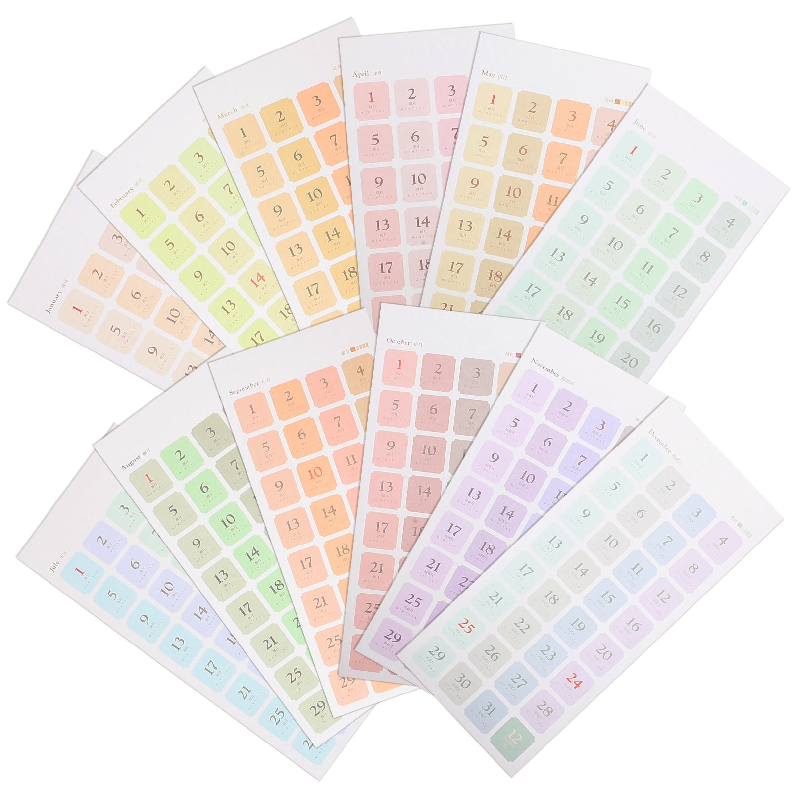 HOMEMAXS 12 Sheets Tab Calendar Sticker Planner Accessories Stickers ...