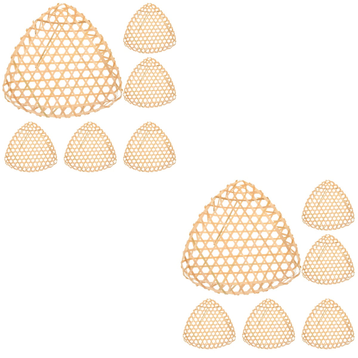 12 pcs Kitchen Steaming Baskets Bamboo Weaving Food Basket Triangle ...