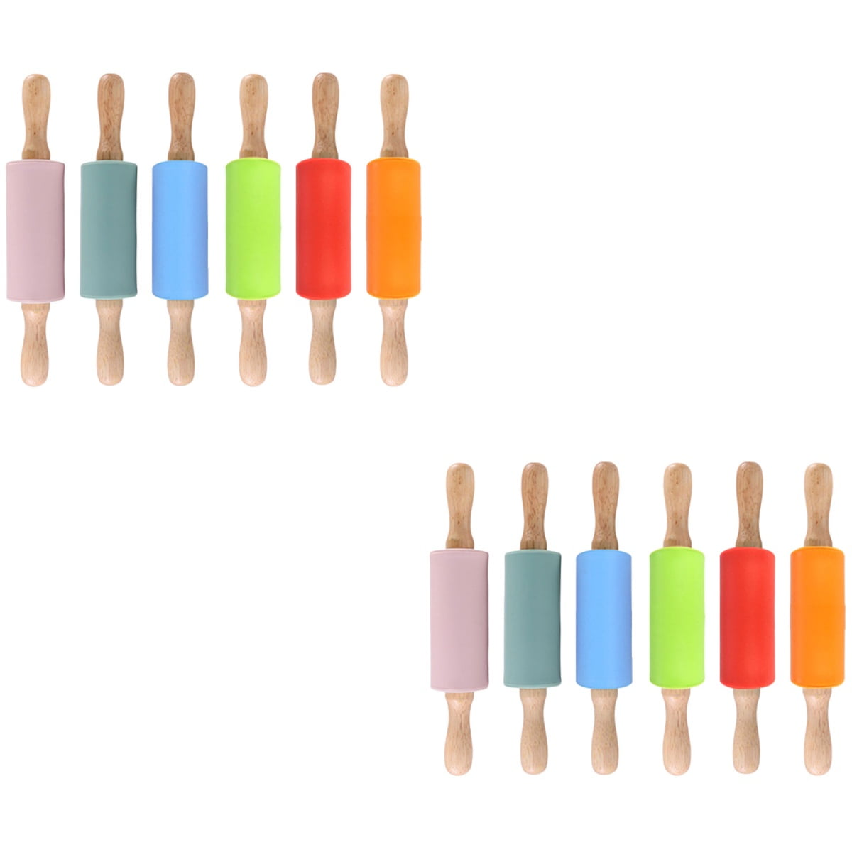 HOMEMAXS 12 pcs Silicone Rolling Pin Non Stick Rolling Pin with Wooden ...