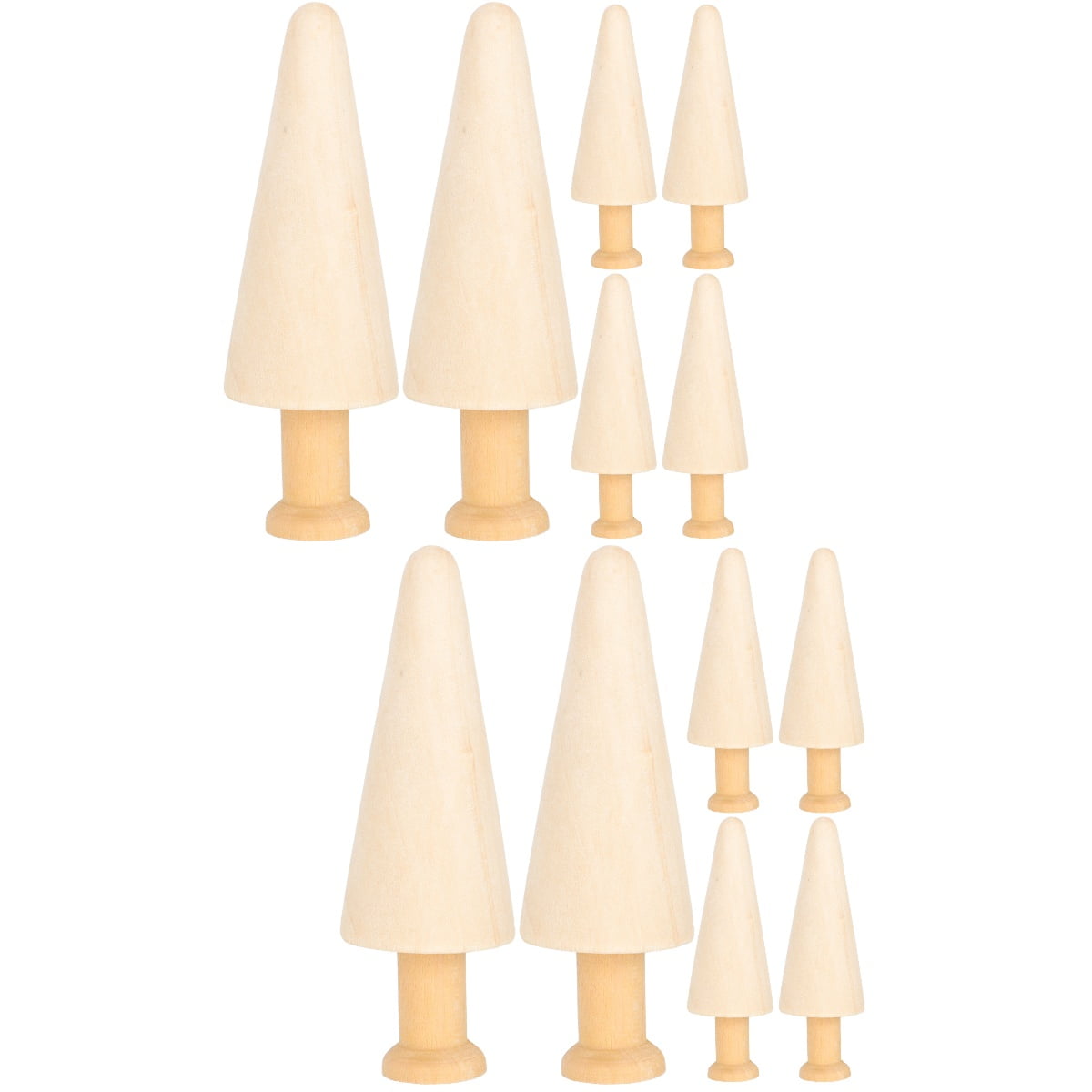 HOMEMAXS 12 pcs Unfinished Wooden Tree DIY Wooden Tree Mini Wood Trees ...