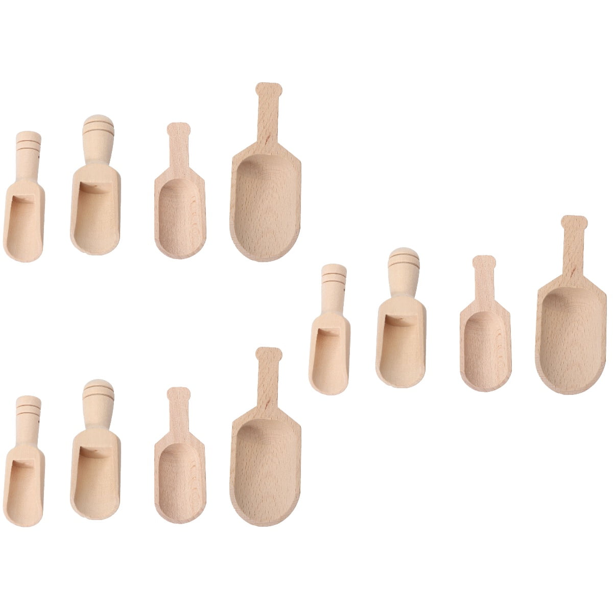 12 pcs Wooden Bath Salt Spoons Tea Leaf Small Spoons Mini Wooden Scoop ...