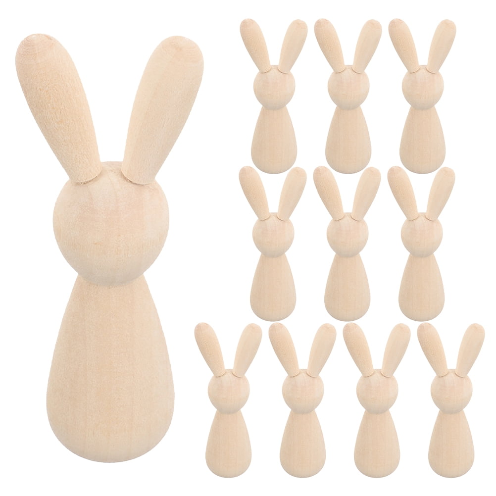 12Pcs Mini Wooden Rabbit Unfinished Wood Miniature Rabbit Figure DIY ...
