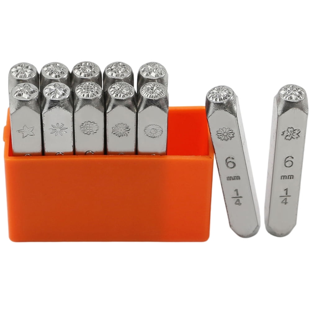 12pcs Flower Design Steel Stamp Set Metal Punch Kit for DIY Art and ...