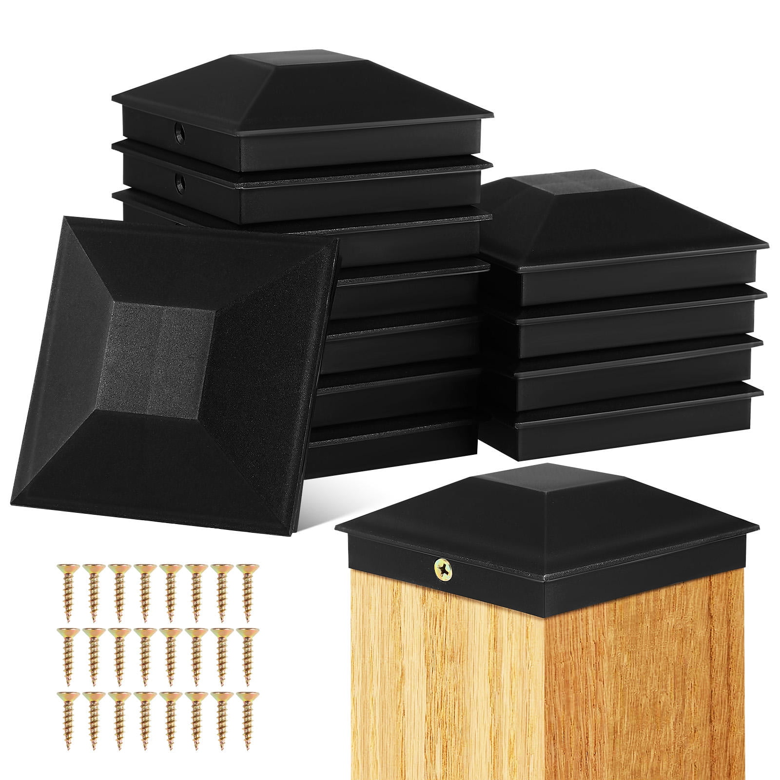 HOMEMAXS 12pcs Post Caps Deck Post Caps Wood Fence Post Covers Square ...