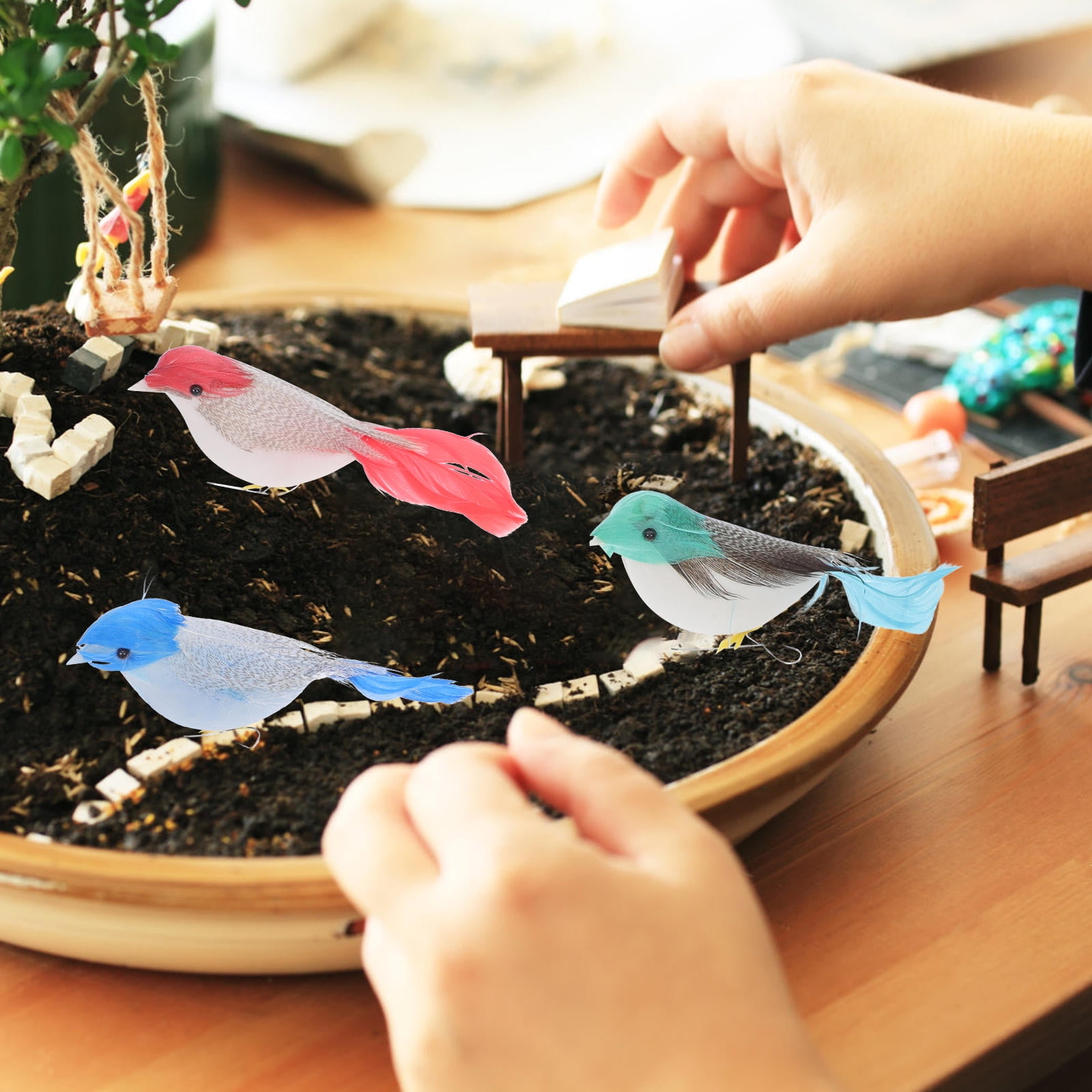 12pcs Simulation Bird Ornaments Artificial Simulation Birds Small Birds ...