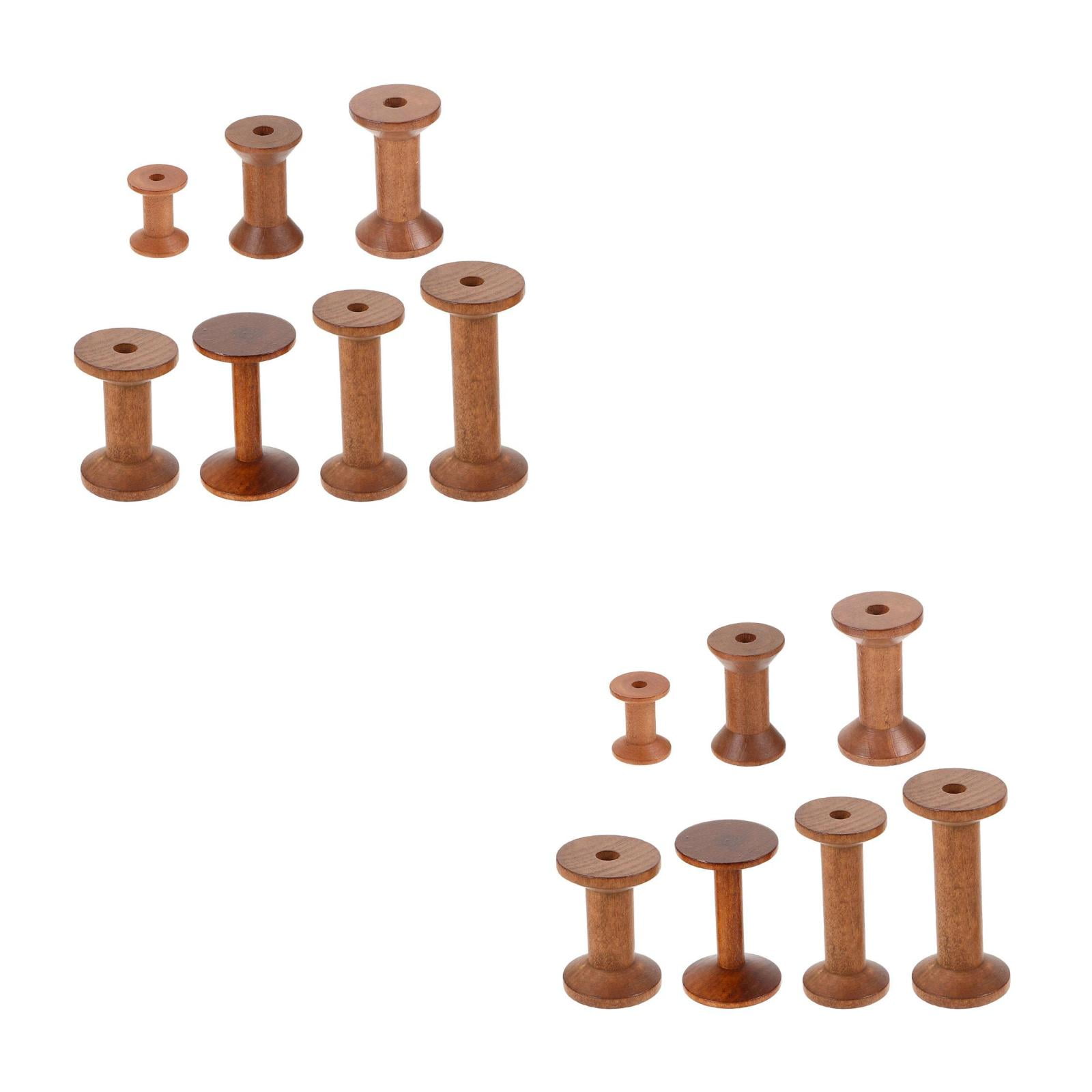 HOMEMAXS 14 PCS Wooden Spools Crafts Thread Spools Wooden Bobbins ...