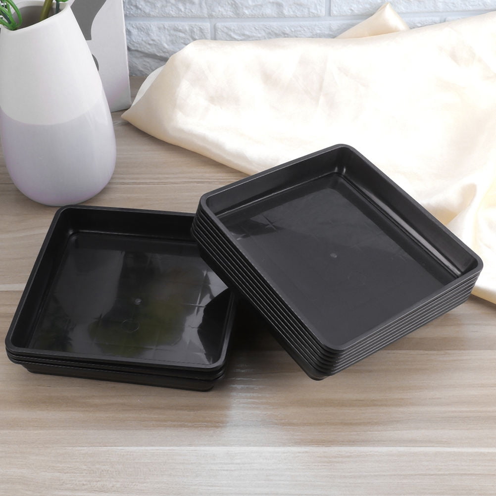 HOMEMAXS 15 Pcs Square Modeling Plants Tray Indoors Potted Plate Black ...