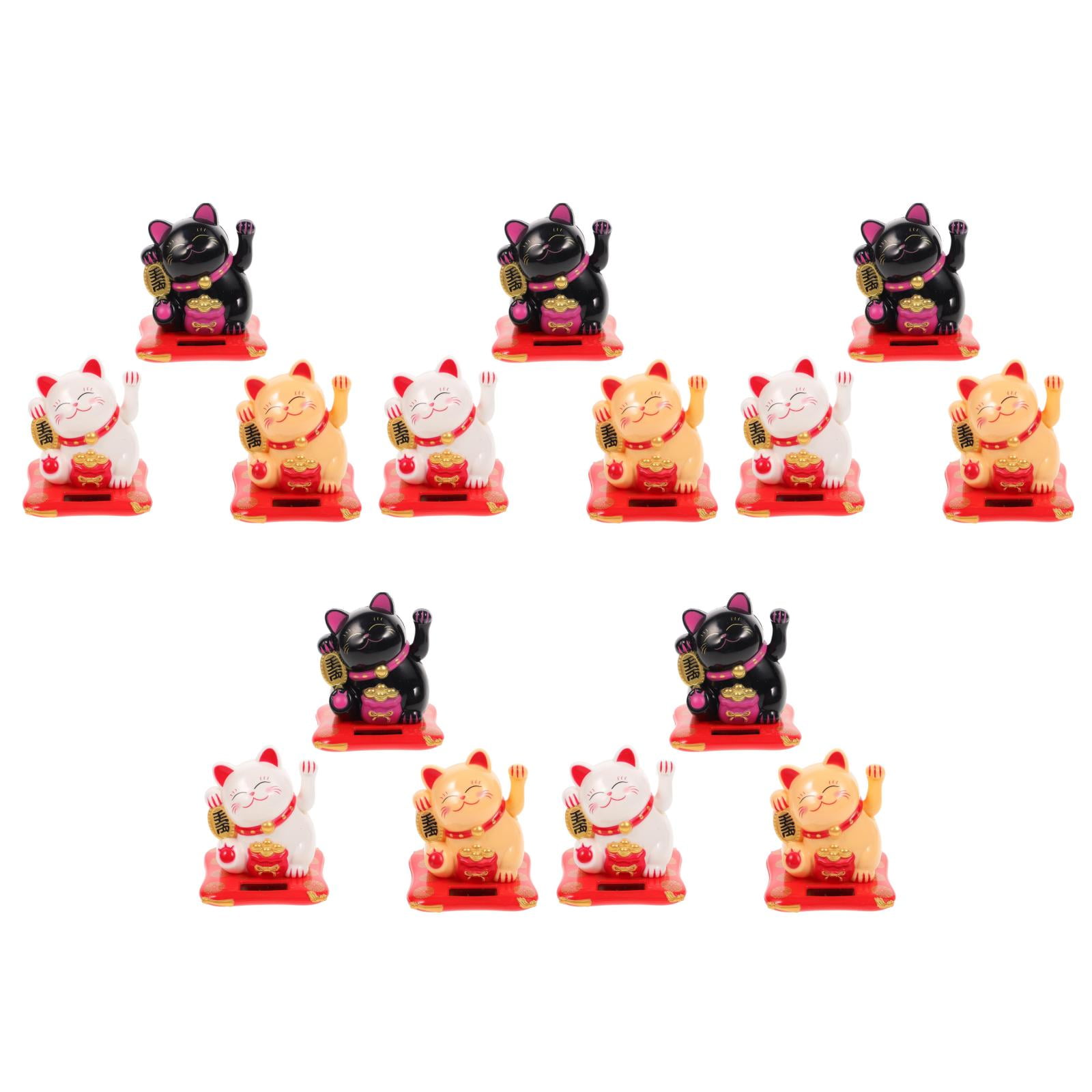 HOMEMAXS 15 Pcs Waving Adorable Cat Statues Solar Powered Waving Wealth ...