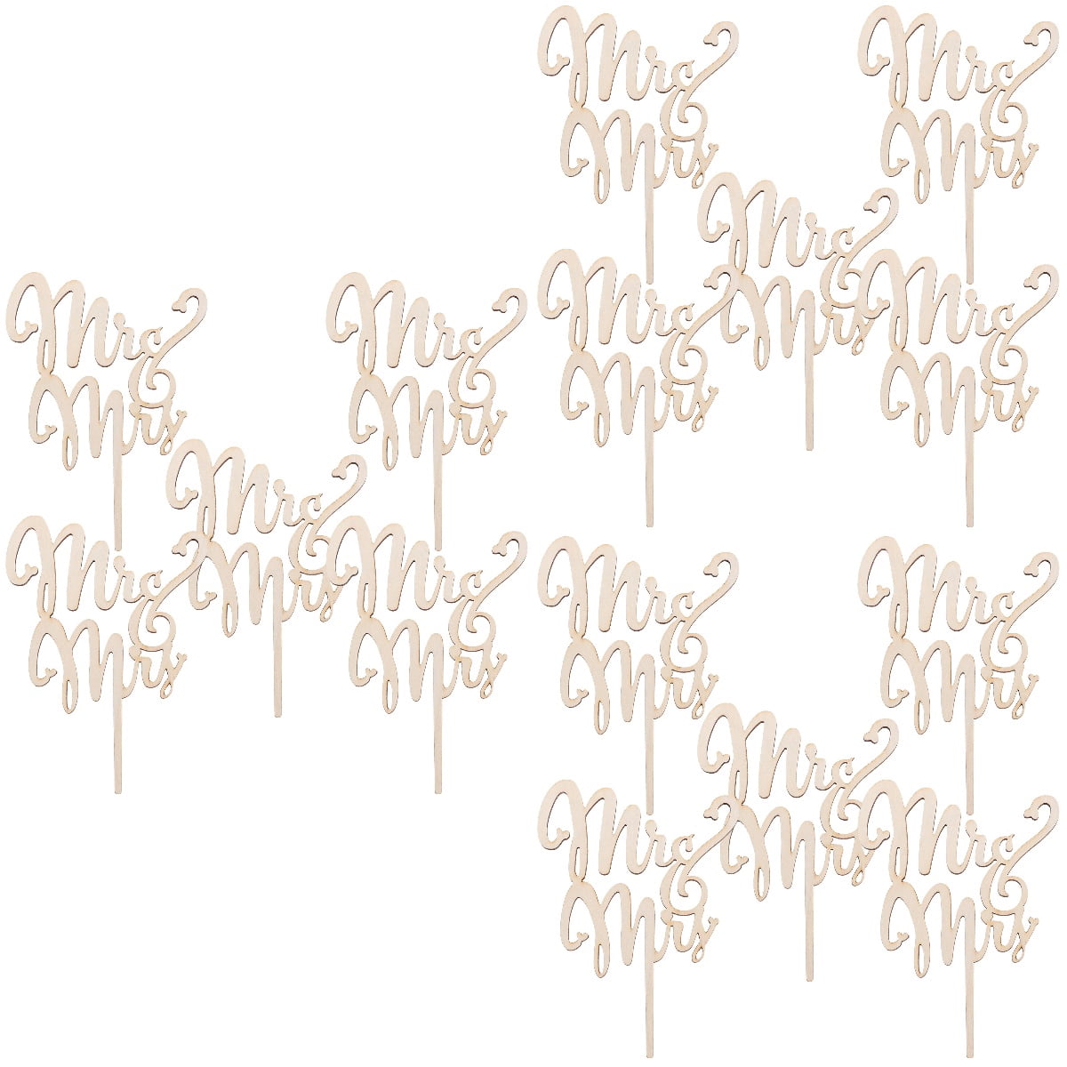15 pcs Mr and Toppers Wooden Wedding Cake Topper Party Cake Decoration ...