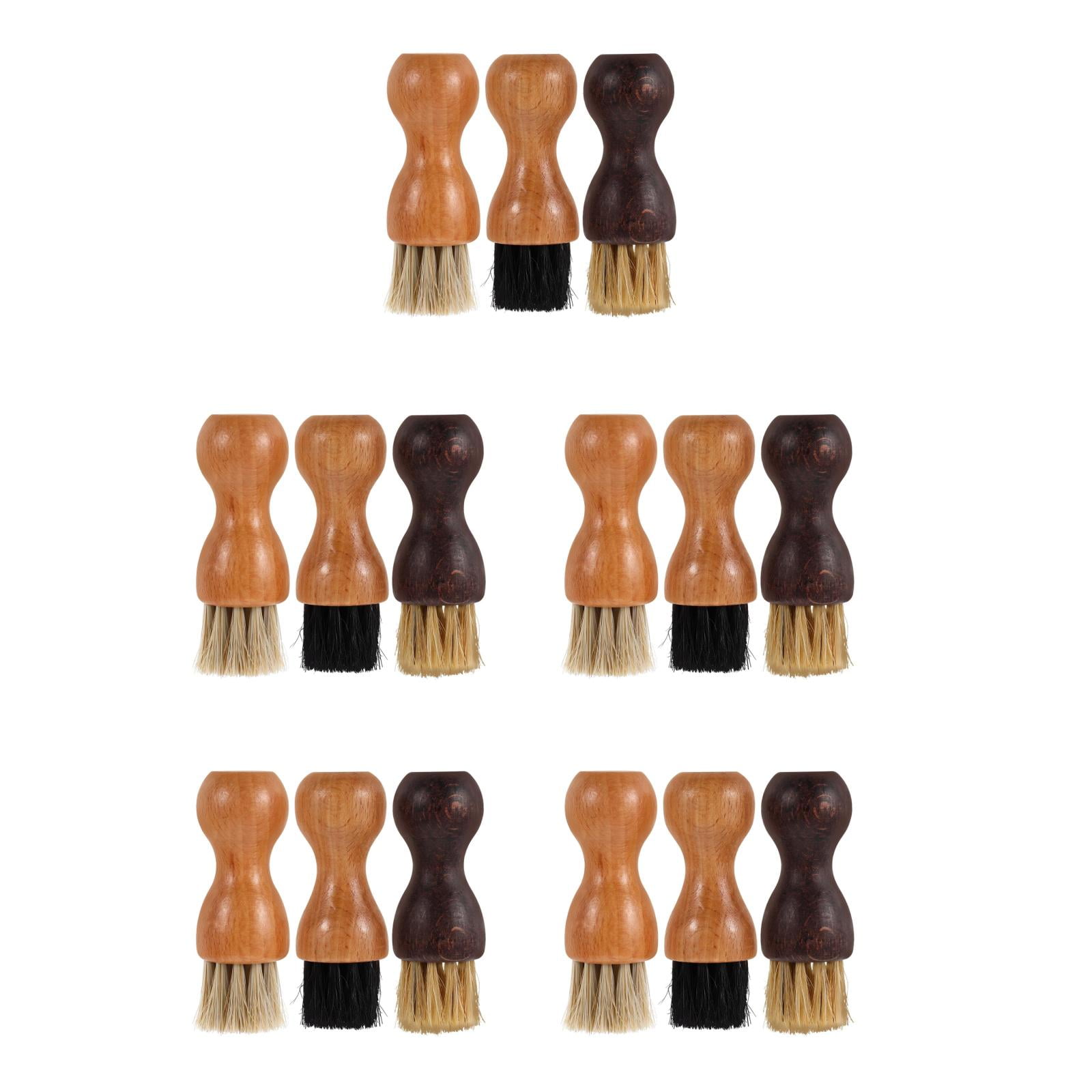 HOMEMAXS OUNONA 15 pcs Wood Shoe Brushes Set with Bristles for Polishing and Cleaning Shoes ...