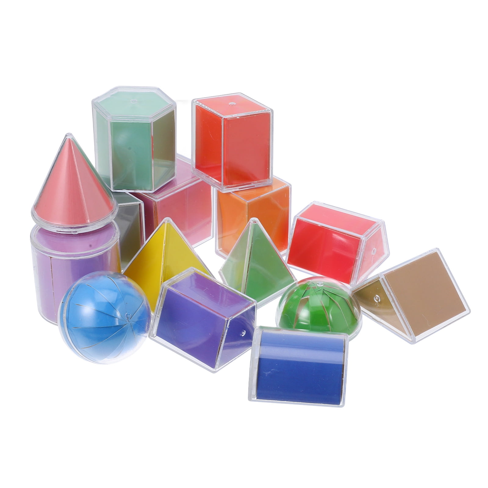 HOMEMAXS 15pcs Translucent Light Table Toys 3D Shapes For Teaching ...