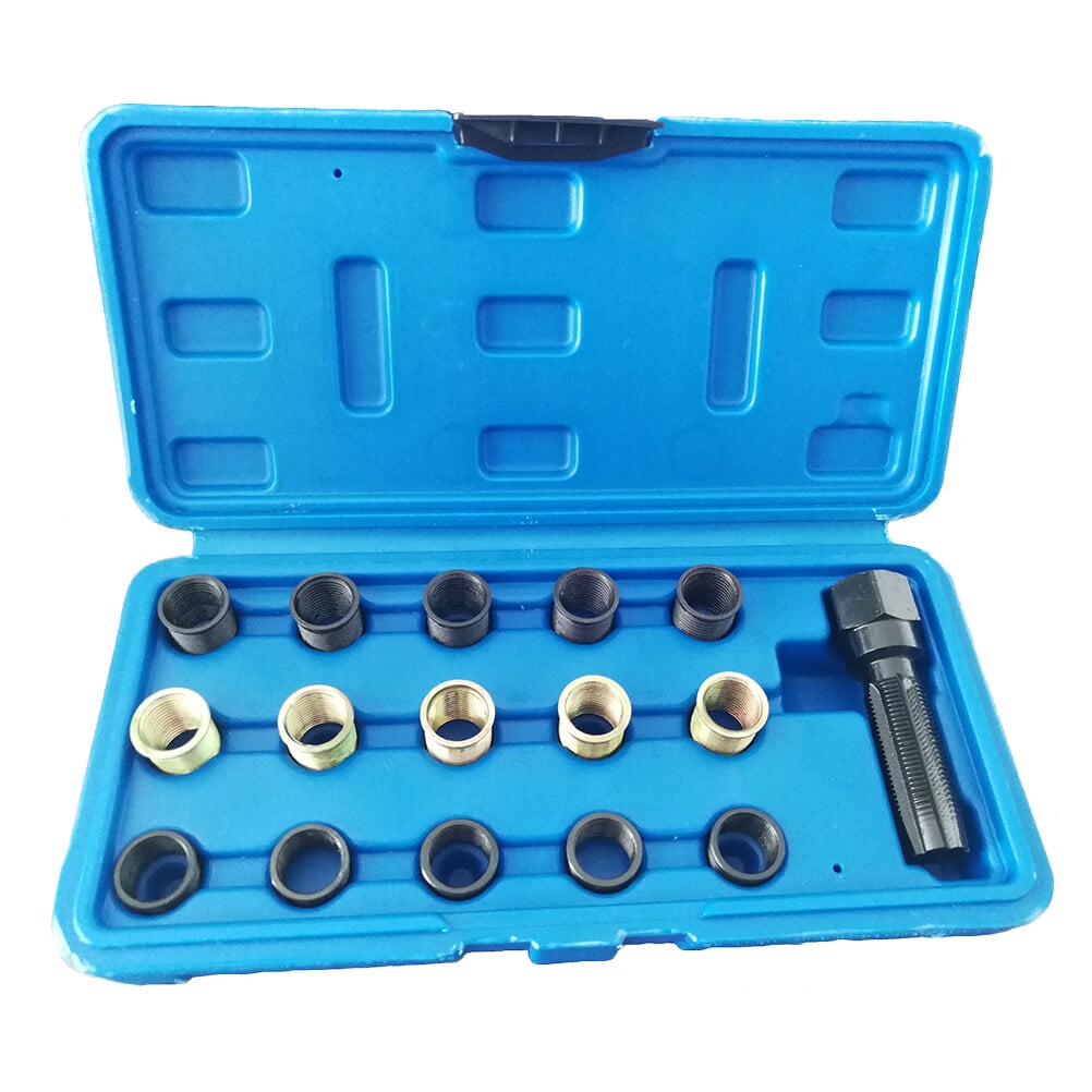 HOMEMAXS 16pcs 14mm Spark Plug Kit Reamer Tap Thread Repair M14x1.25 ...