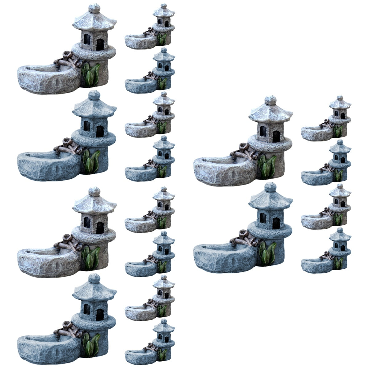 HOMEMAXS 18 pcs Miniature Resin Tower Ornaments Resin Pond Tower ...